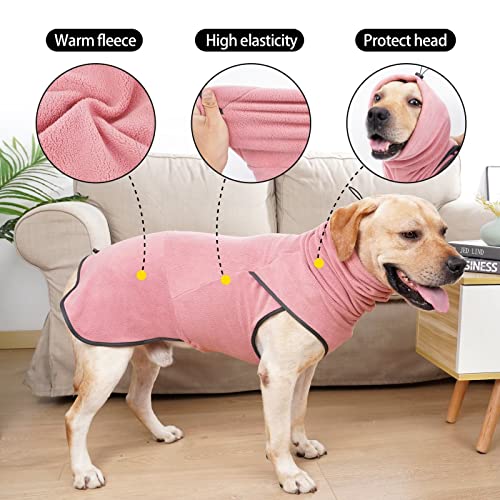 HEYWEAN Dog Fleece Sweater Soft Thickening Warm Pet Shirt Winter Dog Coat Pullover Design and Sleeveless Cloth for Puppy (Pink, S)