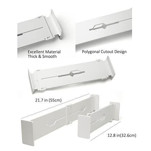 Adjustable Drawer Dividers 2 Pack - Dresser Drawer Organizers - Expandable Clothes Drawer Organization - Drawer Separators for Kitchen, Bathroom, Bedroom or Office - Extensive Expansion(12"-22")