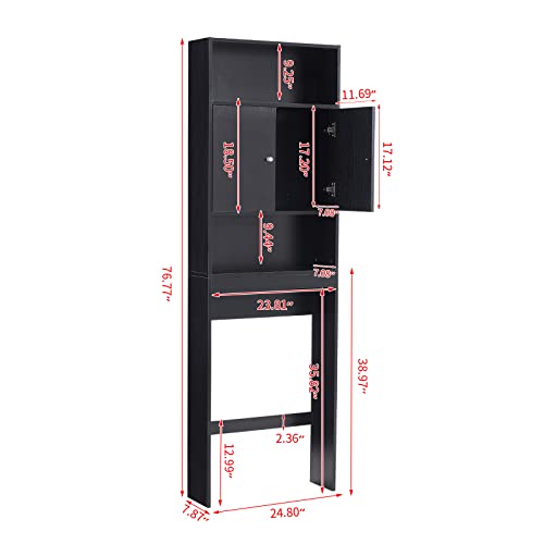 Cimlyfit Over The Toilet Storage Cabinet, 3-Tier Bathroom Space Saver, Bathroom Organizer Shelf Over Toilet, Freestanding Multifunctional Laundry Organizer Toilet Rack Black