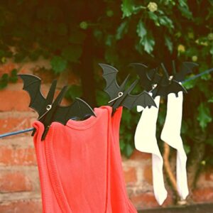 Halloween Clothes Pins, Halloween Bats Clothes Clips, Windproof Clothesline Clips, Black Plastic Clothespins for Hanging Clothes Outdoor (10 PC)