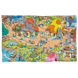 logovision the smurfs blanket, 36"x58" smurf village fleece blanket