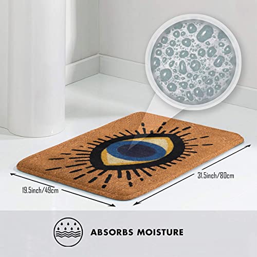 Boho Bathroom Rugs Evil Eye Bath Mat Funny Area Rug Non Slip Super Absorbent Resist Dirt Floor Mats Carpets for Bathroom Kitchen Bedroom Indoor Home Decor 20x32 inch