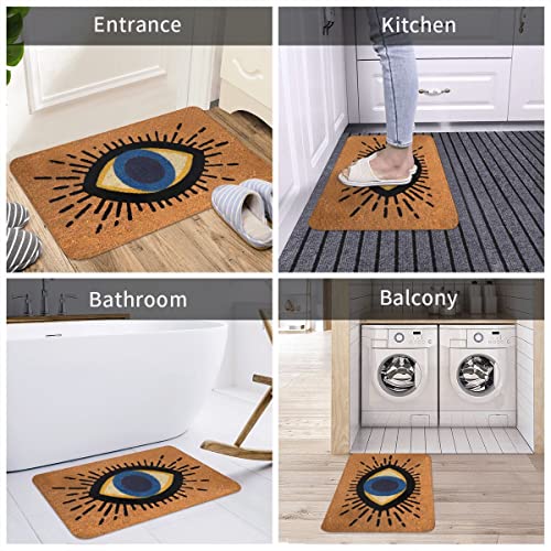 Boho Bathroom Rugs Evil Eye Bath Mat Funny Area Rug Non Slip Super Absorbent Resist Dirt Floor Mats Carpets for Bathroom Kitchen Bedroom Indoor Home Decor 20x32 inch