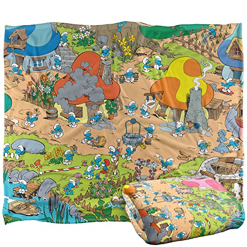 The Smurfs Blanket, 50"x60" Smurf Village Silky Touch Super Soft Throw Blanket