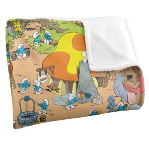 The Smurfs Blanket, 50"x60" Smurf Village Silky Touch Super Soft Throw Blanket