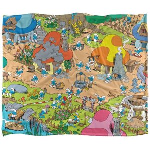 The Smurfs Blanket, 50"x60" Smurf Village Silky Touch Super Soft Throw Blanket