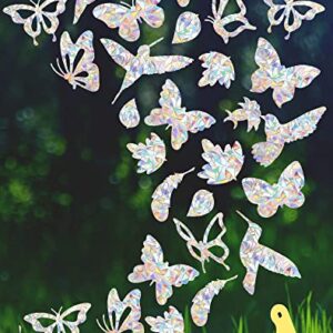 36 Pieces Window Decals for Bird Strikes, Window Clings Prevent Birds from Hitting Windows Suncatcher Stickers（Bird, Butterfly, Feather, Leaf)