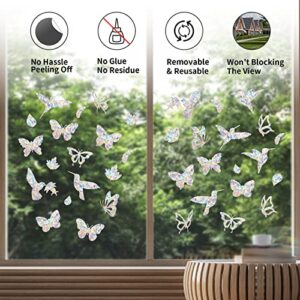 36 Pieces Window Decals for Bird Strikes, Window Clings Prevent Birds from Hitting Windows Suncatcher Stickers（Bird, Butterfly, Feather, Leaf)