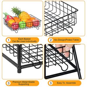 Fruit Basket for Kitchen Counter, 3-tier Fruit Holder Stand for Kitchen Countertop, Large Capacity Fruit Bowl Baskets for Kitchen Counter, Wire Baskets for Storage of Snack Produce Potato Onion