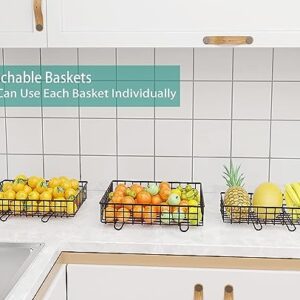 Fruit Basket for Kitchen Counter, 3-tier Fruit Holder Stand for Kitchen Countertop, Large Capacity Fruit Bowl Baskets for Kitchen Counter, Wire Baskets for Storage of Snack Produce Potato Onion