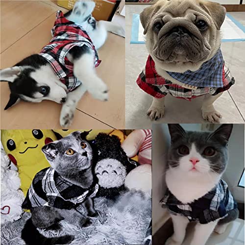 4 Pieces Dog Shirt Pet Plaid Shirt Medium Small Dog Plaid Polo Shirt Little Puppy T-Shirt Plaid Dog Shirt Classical Plaid Pet Clothes Cat T-Shirt Multi Colors for All Seasons (Small)