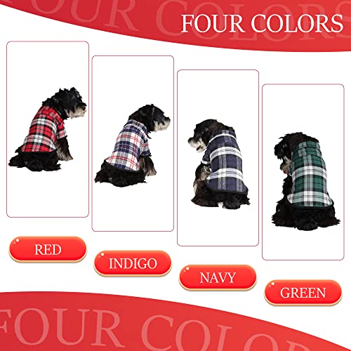 4 Pieces Dog Shirt Pet Plaid Shirt Medium Small Dog Plaid Polo Shirt Little Puppy T-Shirt Plaid Dog Shirt Classical Plaid Pet Clothes Cat T-Shirt Multi Colors for All Seasons (Small)