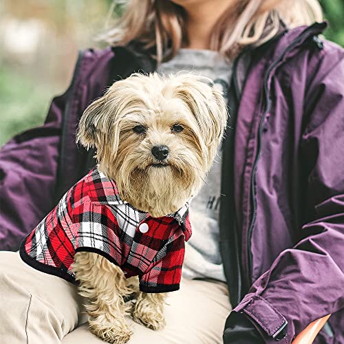 4 Pieces Dog Shirt Pet Plaid Shirt Medium Small Dog Plaid Polo Shirt Little Puppy T-Shirt Plaid Dog Shirt Classical Plaid Pet Clothes Cat T-Shirt Multi Colors for All Seasons (Small)