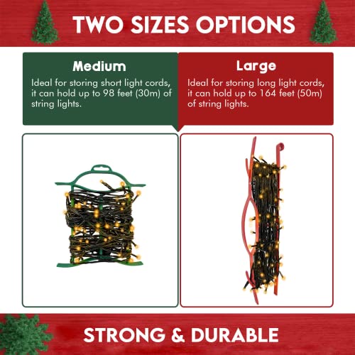 EDSRDUS Christmas Holiday Light Storage Box - Non-Woven Fabric, with 3 Light Storage Wraps, Lights Organizer Container Reinforced Stitched Handles（Light String not Included）