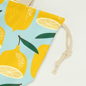 Pykfrhh Lunch Bag Women, Lunch Tote, Reusable, Waterproof, Drawstring Lunch Bag Box for, Adults, Women, Picnic, Work, Beach, Travel, Fruit Strawberry Lemon Orange Decor