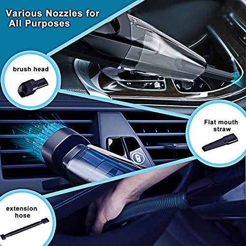 ARUOXIN 4-in-1 Car Vacuum Cordless Rechargeablen with Tire Inflator,130W 7000Pa 12V DC Handheld Vacuum Car Cleaner with Digital Tire Pressure Gauge LCD Display & LED Light for Home, Pet Hair, Car