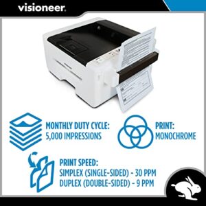 Visioneer Rabbit PC30dwn Laser Printer/Copy Machine, USB Office Printer and Copier for PC and Mac, 30 PPM, Sheetfed 250 Page Automatic Document Feeder (ADF), White