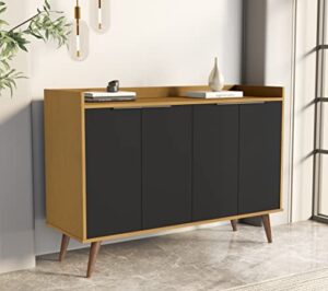 4 doors buffet cabinet sideboard scandinavian style (nature - black) (jb4116)