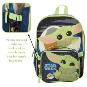 RALME Star Wars Mandalorian Baby Yoda Backpack with Lunch Box Set for Boys and Girls, Value Bundle