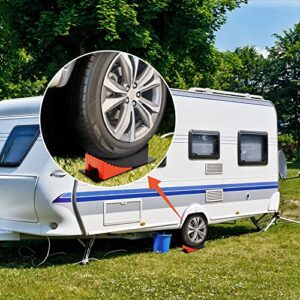 HDPE Curved RV Leveling System for Travel Trailers,Include 2 Camper Levelers,2 Chocks,2 Anti-Slip Rubber Mats,1 Carrying Bag,Up to 35000lbs,Faster and Preciser Leveling Than Camper Leveling Blocks