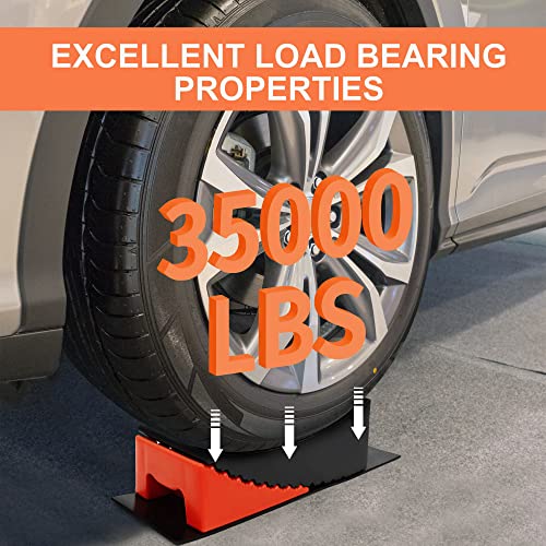 HDPE Curved RV Leveling System for Travel Trailers,Include 2 Camper Levelers,2 Chocks,2 Anti-Slip Rubber Mats,1 Carrying Bag,Up to 35000lbs,Faster and Preciser Leveling Than Camper Leveling Blocks