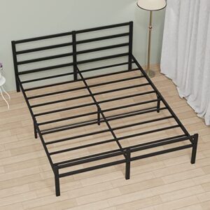 musen king bed frame with headboard and footboard, 14 inch platform with storage, heavy duty steel metal bed frame no box spring needed, noise free, anti-slip, easy assembly (max load: 1200lb)