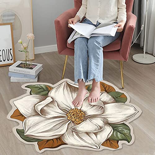 Flower Shaped Rug Round Carpet Trendy Bath Mat Rugs Non Slip Rug Cute Cozy Bath Mat for Indoor Bedroom Living Room Bathroom Kitchen Floor Mat, Diameter 31.5” Lily