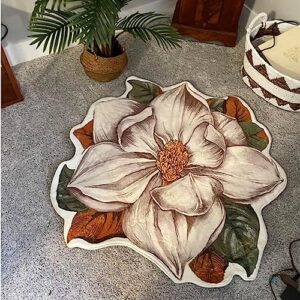 flower shaped rug round carpet trendy bath mat rugs non slip rug cute cozy bath mat for indoor bedroom living room bathroom kitchen floor mat, diameter 31.5” lily