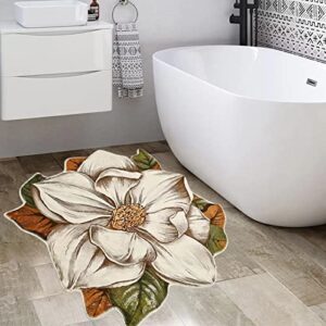 Flower Shaped Rug Round Carpet Trendy Bath Mat Rugs Non Slip Rug Cute Cozy Bath Mat for Indoor Bedroom Living Room Bathroom Kitchen Floor Mat, Diameter 31.5” Lily