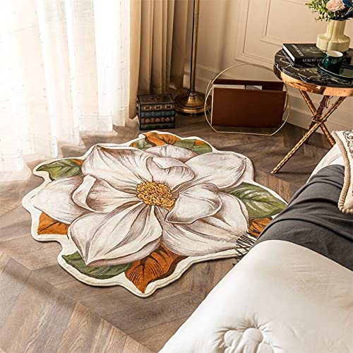 Flower Shaped Rug Round Carpet Trendy Bath Mat Rugs Non Slip Rug Cute Cozy Bath Mat for Indoor Bedroom Living Room Bathroom Kitchen Floor Mat, Diameter 31.5” Lily