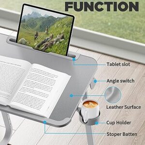 SAIJI TV Tray Table - Heavy Duty Large TV Dinner Tables, Premium TV Trays for Eating on Couch & Sofa, Tilt & Height Adjustable Laptop Table, Bedside Table, Small Table, TV Table with Cup Holder