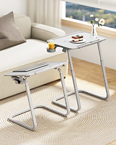 SAIJI TV Tray Table - Heavy Duty Large TV Dinner Tables, Premium TV Trays for Eating on Couch & Sofa, Tilt & Height Adjustable Laptop Table, Bedside Table, Small Table, TV Table with Cup Holder