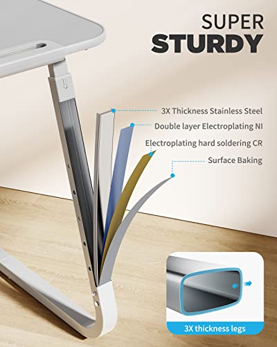 SAIJI TV Tray Table - Heavy Duty Large TV Dinner Tables, Premium TV Trays for Eating on Couch & Sofa, Tilt & Height Adjustable Laptop Table, Bedside Table, Small Table, TV Table with Cup Holder