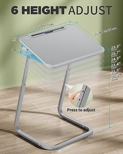 SAIJI TV Tray Table - Heavy Duty Large TV Dinner Tables, Premium TV Trays for Eating on Couch & Sofa, Tilt & Height Adjustable Laptop Table, Bedside Table, Small Table, TV Table with Cup Holder