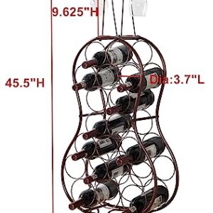 KB Designs - Cello- Free Standing Metal Wine Rack, 19 Bottles with Wine Glass Holder, Bronze