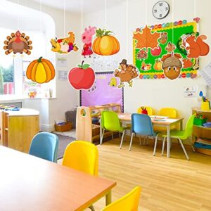 45 Pcs Double-Sided Turkey Pumpkin Autumn Leaves Acorn Cut-Outs for Fall Thanksgiving Classroom Bulletin Board Decorations