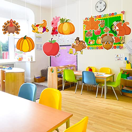 45 Pcs Double-Sided Turkey Pumpkin Autumn Leaves Acorn Cut-Outs for Fall Thanksgiving Classroom Bulletin Board Decorations