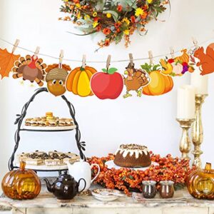 45 Pcs Double-Sided Turkey Pumpkin Autumn Leaves Acorn Cut-Outs for Fall Thanksgiving Classroom Bulletin Board Decorations