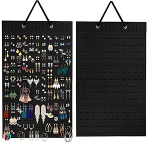 hanging earrings organizer,  beifvv soft felt earring display holder storage holder holds up to 300 pairs,wall mounted earrings holder display hanging on walll /door for women &girls(black 1pcs)