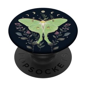 celestial moon moth butterfly floral pattern popsockets standard popgrip