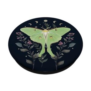 Celestial Moon Moth Butterfly Floral Pattern PopSockets Standard PopGrip