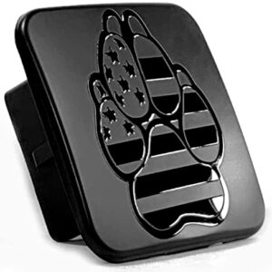 eVerHitch American Flag Dog Paw K9 Unit Hitch Cover Plug (Fits 2" Receivers, Black)