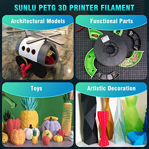 SUNLU 3D Printer Filament, Toughness PETG Filaments for 3D Printing, Neatly Wound Filament, High Strength, Better Flow of SUNLU No Clogging Premium PETG Filament 1.75 +/- 0.02 mm, 1KG Spool, Black