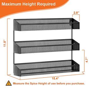 Kufutee 2 Pack Spice Rack Organizer, 3 Tier Wall Mounted Storage Rack Hanging Shelf for Kitchen Cabinet Cupboard Pantry Door Bathroom Shower Cosmetic,Black