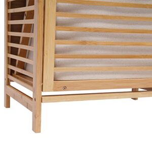 CNCEST 47" Laundry Basket Rack Laundry Basket Organizer, 3 Tier Bamboo Storage Shelf, Removable Storage Basket with Freestanding Clothes Hamper Organizer for Bathroom Living Room Bedroom