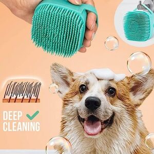 Bath brush for dogs or cats, with a shampoo dispenser tank, made of silicone, with soft bristles that provide a pleasant massage with deep cleaning for your pet