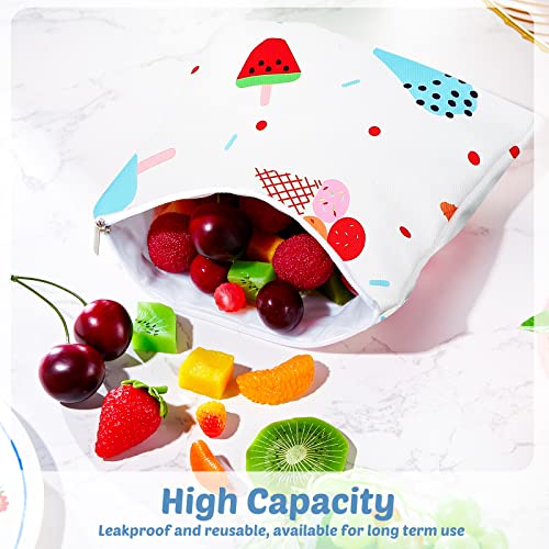 6 Pieces Reusable Snack Bags for Kids Sandwich Bags Snack Pouch Zipper Cartoon Washable Lunch Bags for Food Storage, 7 x 7 Inch, 6 Styles (Cute Style)