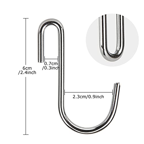 100PCS Heavy Duty S Hooks, 2.4inch Mini S Hook Stainless Steel S Shaped Hooks Pan Holders Pot Rack Hooks for Hanging Kitchen, Utensils, Clothes, Plants, Pots and Pans (Silver)