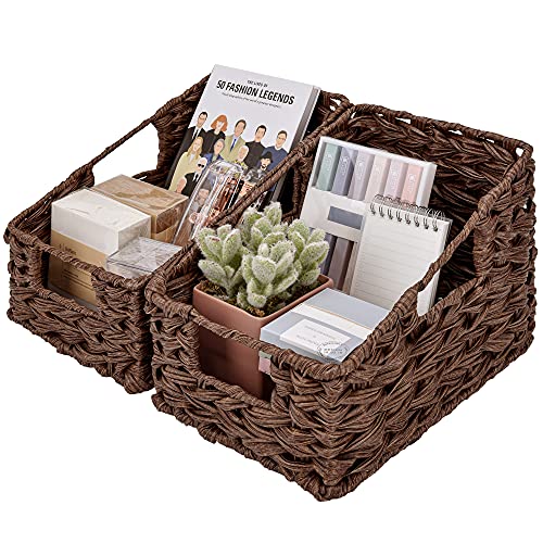 GRANNY SAYS Bundle of 3 Sets Wicker Storage Baskets for Organizing Home