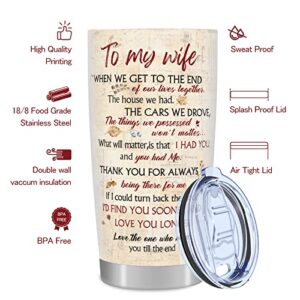 NANOOER Gifts for Wife,Anniversary Romantic Valentines Day Gifts for Her Wife from Husband,Birthday Mothers Day Thanksgiving Christmas Gifts for Wife, Ideas Stainless Steel Tumbler Wife Gifts, 20oz